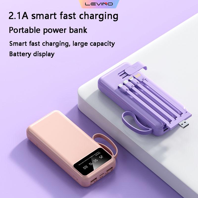 LEVINO NEW Powerbank 30000mAh Built-in 4 Cables Fast Chargin - TikTok ...