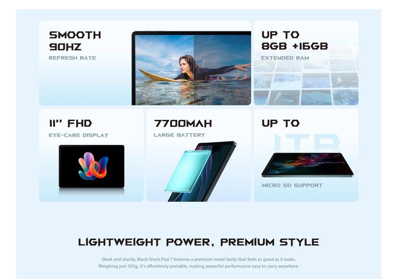 Black Shark Pad 7 WiFi / LTE | 11” FHD Eye Care Display | 6GB RAM 128GB ...