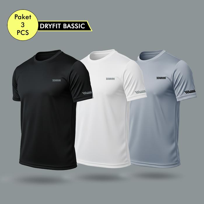 Promo Zou9 - 3 Pcs Kaos Olahraga Pria Lengan Pendek Baju Atasan Gym ...