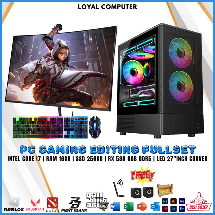 Jual PC Rakitan Gaming Editing Full Set Intel Core i7 RAM 16GB SSD ...
