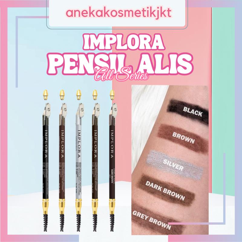 IMPLORA Pensil Alis 2.5 gram ( soft eyebrow pencil ) Black Brown Dark ...
