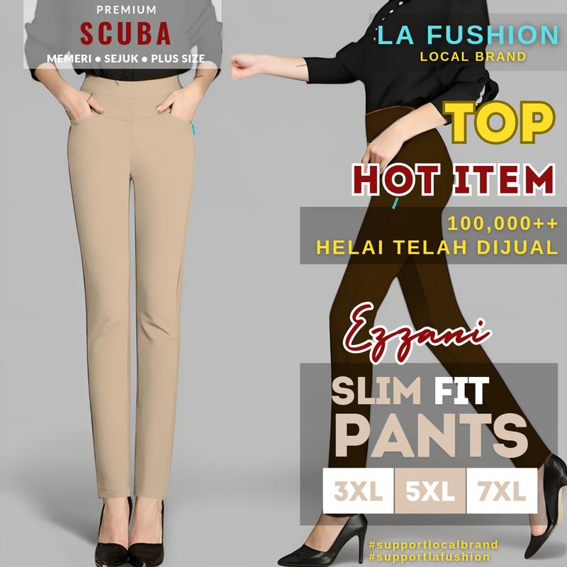 LA FUSHION EZZANI SLIMFIT SLACK PANTS LABUH PANJANG Wanita Stretchable ...