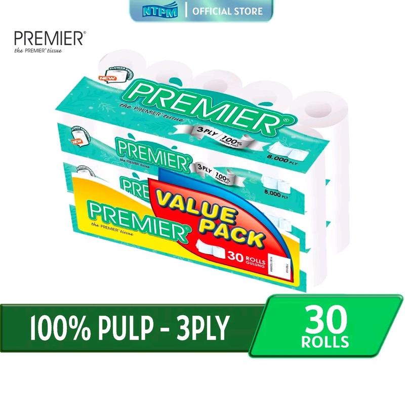 Premier Pulp Toiler Rolls 3 Ply (30 Rolls x 3 IN1 ) - TikTok Shop Malaysia
