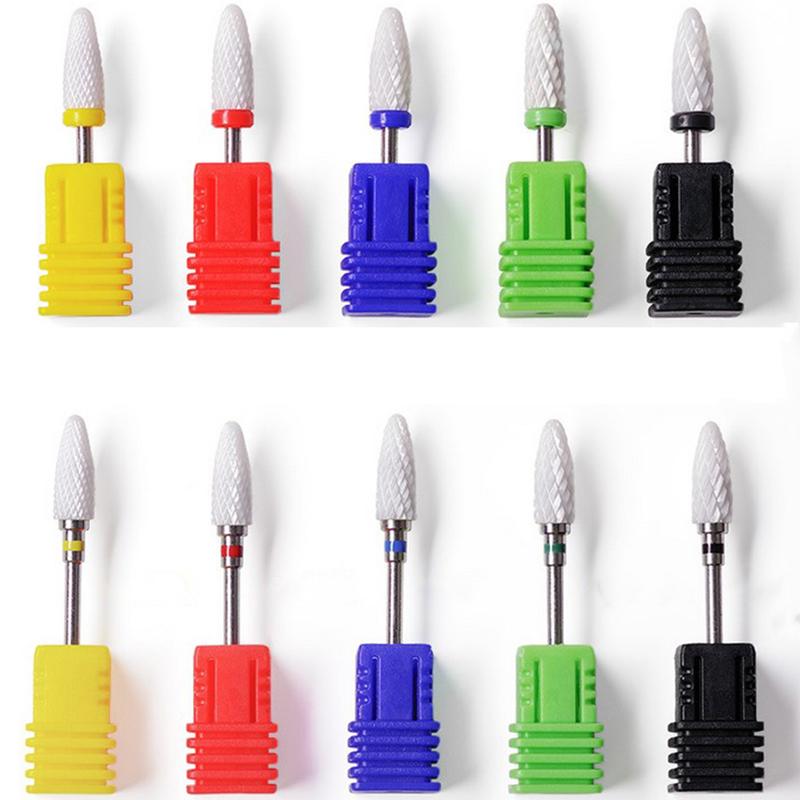 Ceramic Nail Drill Bit Art Smooth flat Top Rotary Manicure Pedicure ...