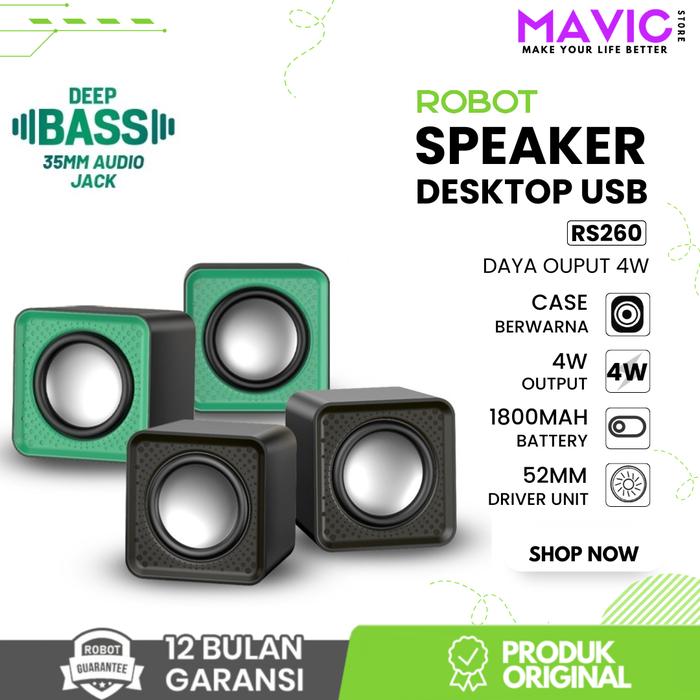 Promo ROBOT RS260 Speaker Komputer Deep Bass 35mm Audio Usb Jack ...