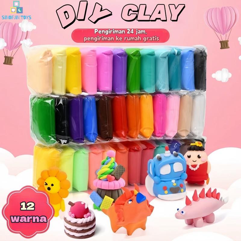 Clay Polymer isi 12 Pcs Clay Polymer 12 Warna Super Light Mainan - Shop ...