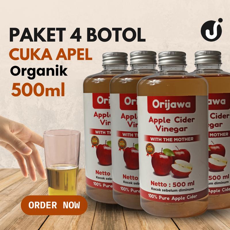 Paket Hemat 4 Botol Cuka Apel Orijawa 500ml With Mother Cuka - Shop ...
