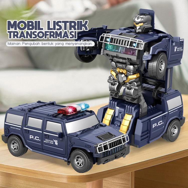MINISTAR Mainan Anak Elektrik Mobil Police Transformasi Robo - Shop ...