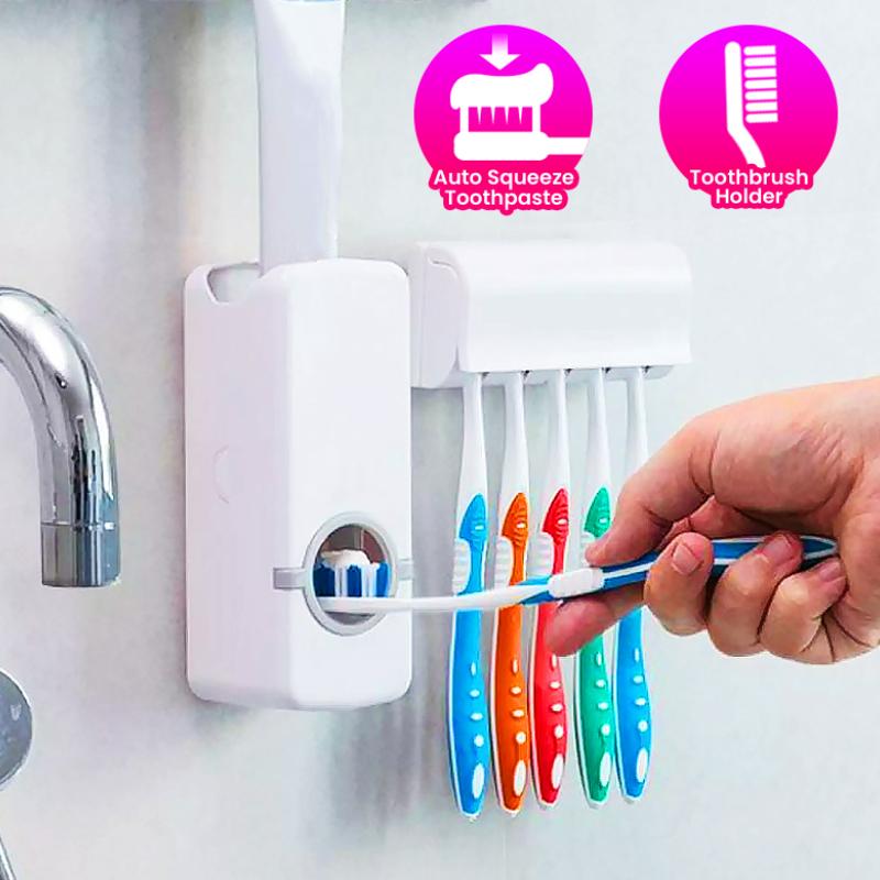 1 Touch Wall Mounted Toothbrush Toothpaste Shaver Holder Dispenser ...