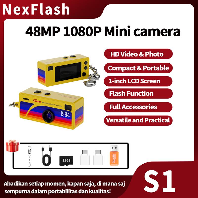 【S1】Kamera Digital Mini dengan Layar LCD 0,96 inci 1080P Sudut Pandang ...