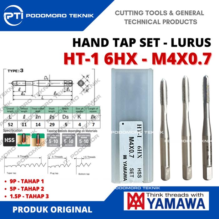 Jual YAMAWA HT-1 6HX M4X0.7 Hand Taps for Taper Pipe Threads Type HT-1 ...