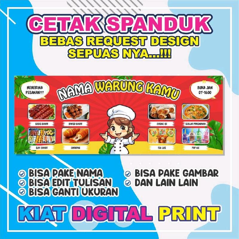 Spanduk / Banner Warung Jajanan Makanan Bebas Request Design - Shop ...