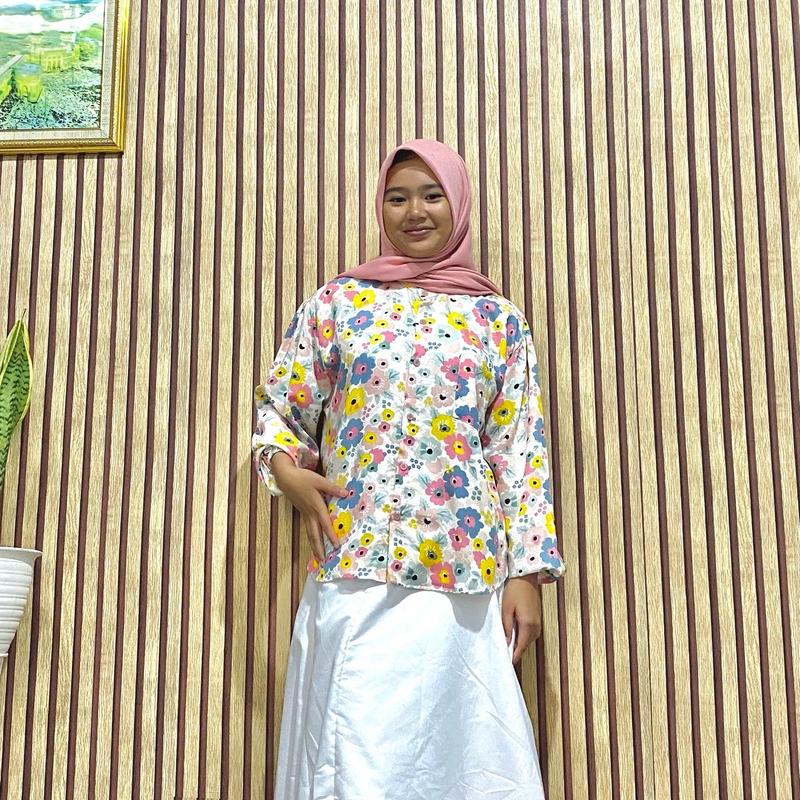 KEMEJA ATASAN KEKINIAN BLOUSE RAYON PREMIUM MOTIF TANGAN BALON - Shop ...