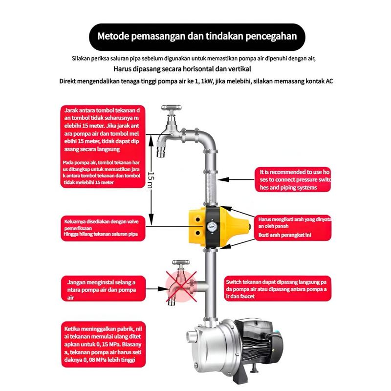 TSOLUMY Pengontrol Tekanan Pompa Air Cerdas Otomatis Stabilizer Penguat ...