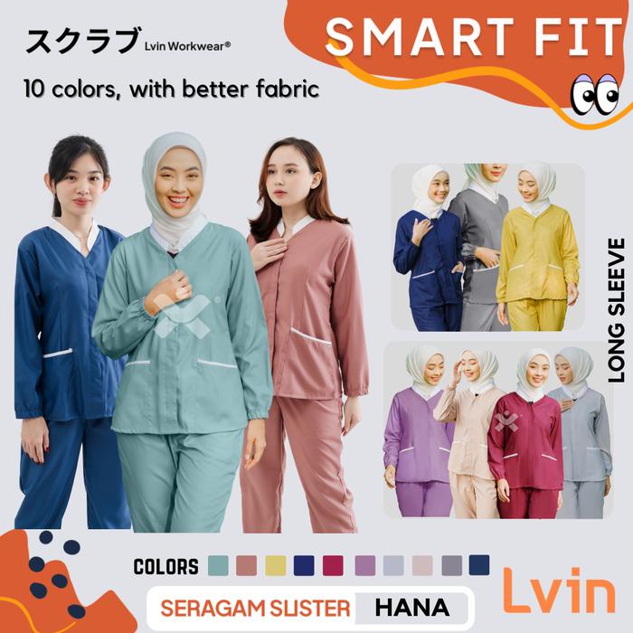Promo Lvin Baju Seragam suster Hana Series Lengan Panjang / nanny ...