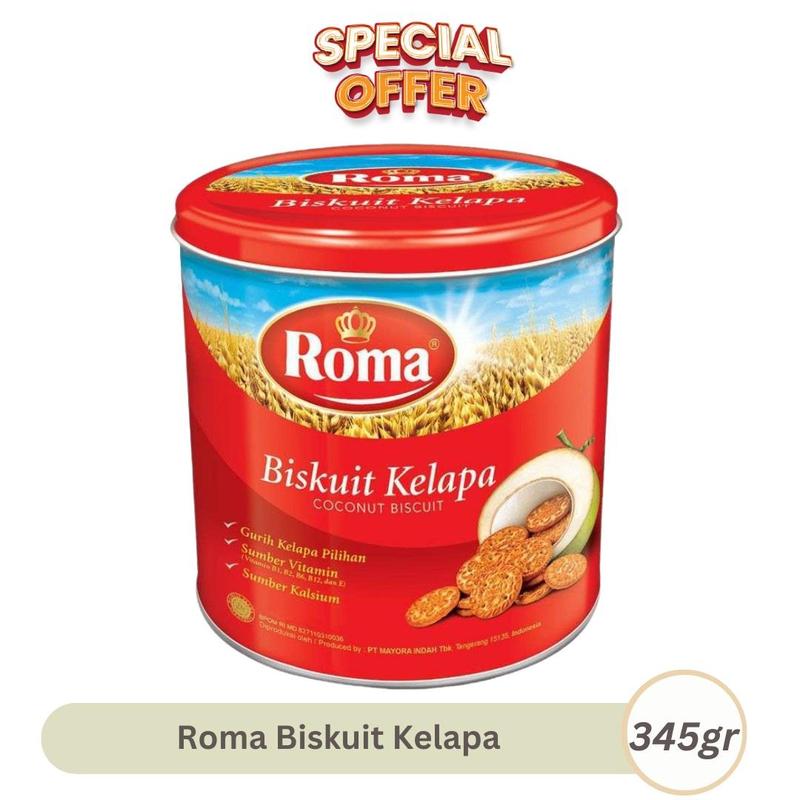 Roma 345gr Coconut Biscuits Biskuit Kelapa Kemasan Kaleng - Shop ...