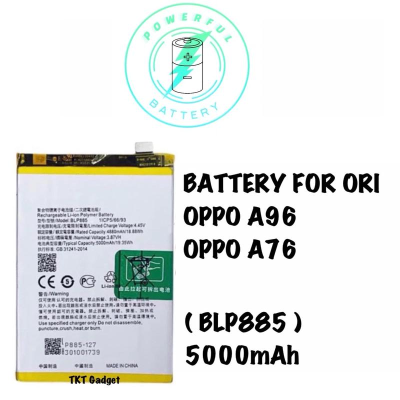 BATTERY FOR ORI OPPO A96 / A76 (BLP885) 5000mAh Accessories Device ...