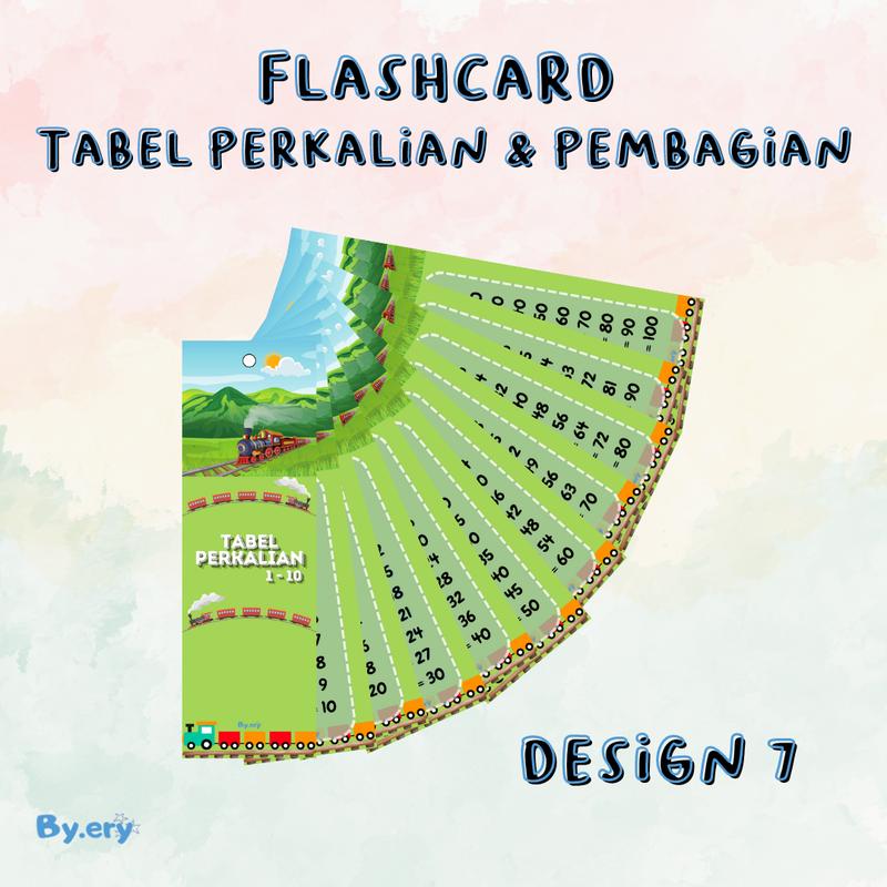 Flashcard Tabel Perkalian dan Pembagian Matematika 1-10 dengan Ring ...