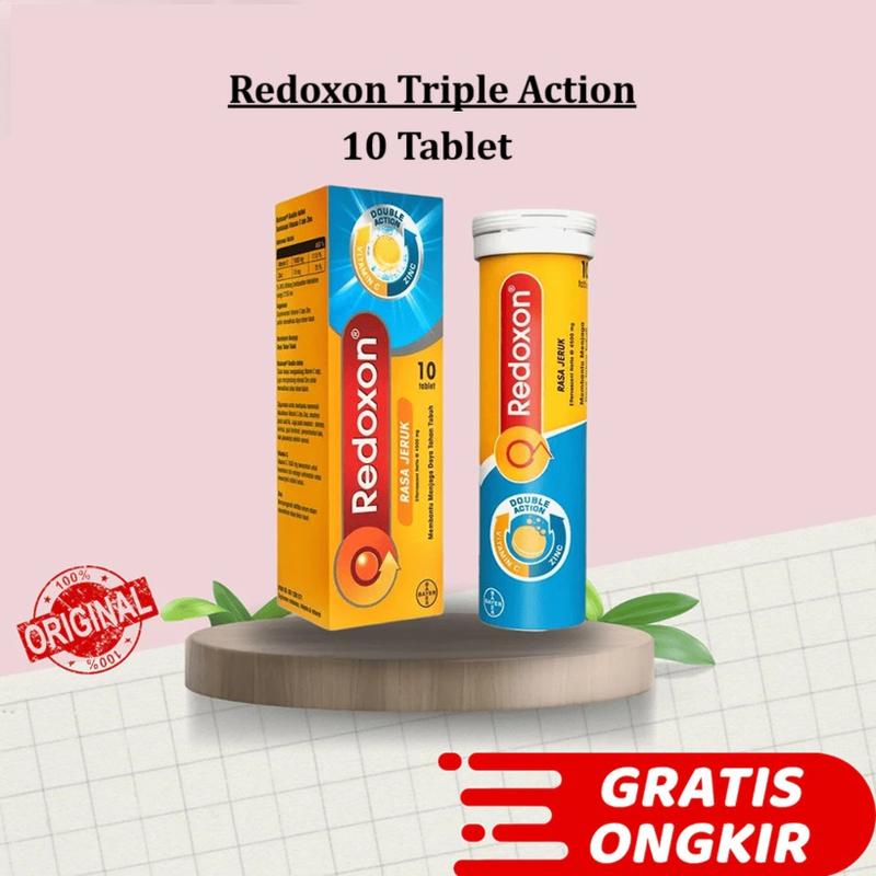 Redoxon Triple Action Vit C D & Zinc 10 Tablet Rasa Jeruk Membantu ...