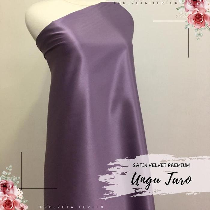 Jual (harga 0,5meter) Kain Satin Velvet Premium Warna Ungu Taro Bahan ...