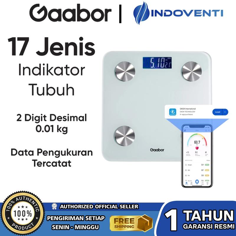 Gaabor GWS-M02A Smart Digital Fat Scale Layar LED Timbangan Komposisi ...