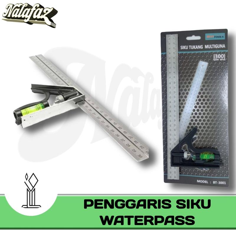 Penggaris Siku Kombinasi 90 & 45 Derajat Stainless Steel Waterpass ...