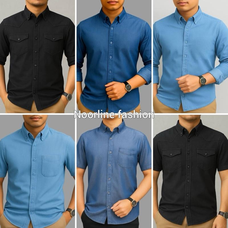 (Noorline fashion) Kemeja Lelaki Denim Slim Fit sheirt Lenga - TikTok ...