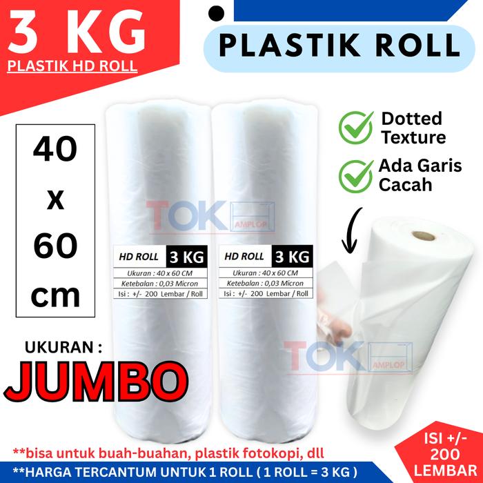 Jual (UKURAN JUMBO) 3 KG Plastik HD Roll / Plastik Laundry / Plastik ...