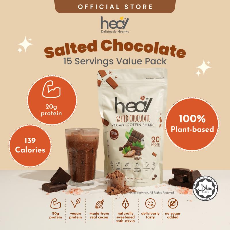 Heal Salted Chocolate Vegan Pea Protein Shake Plant Based Powder ...