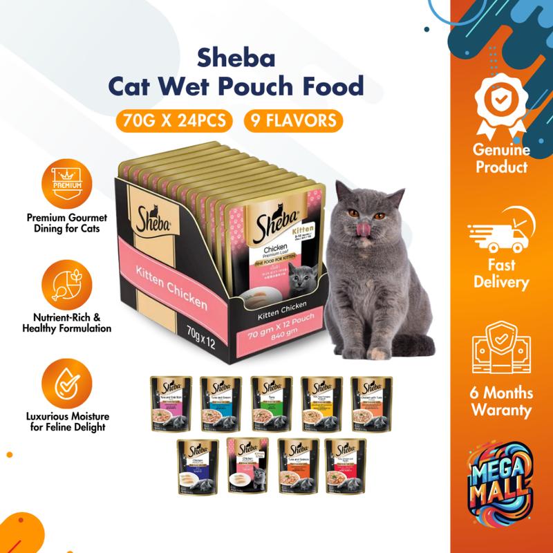 Sheba Cat Wet Pouch Food 70g Luxurious Tasty Nutrient-Rich Premium ...