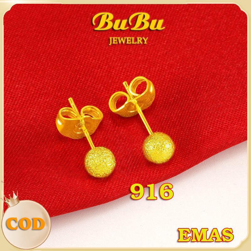 subang emas 375 original gold-plated earrings matte transfer - TikTok ...