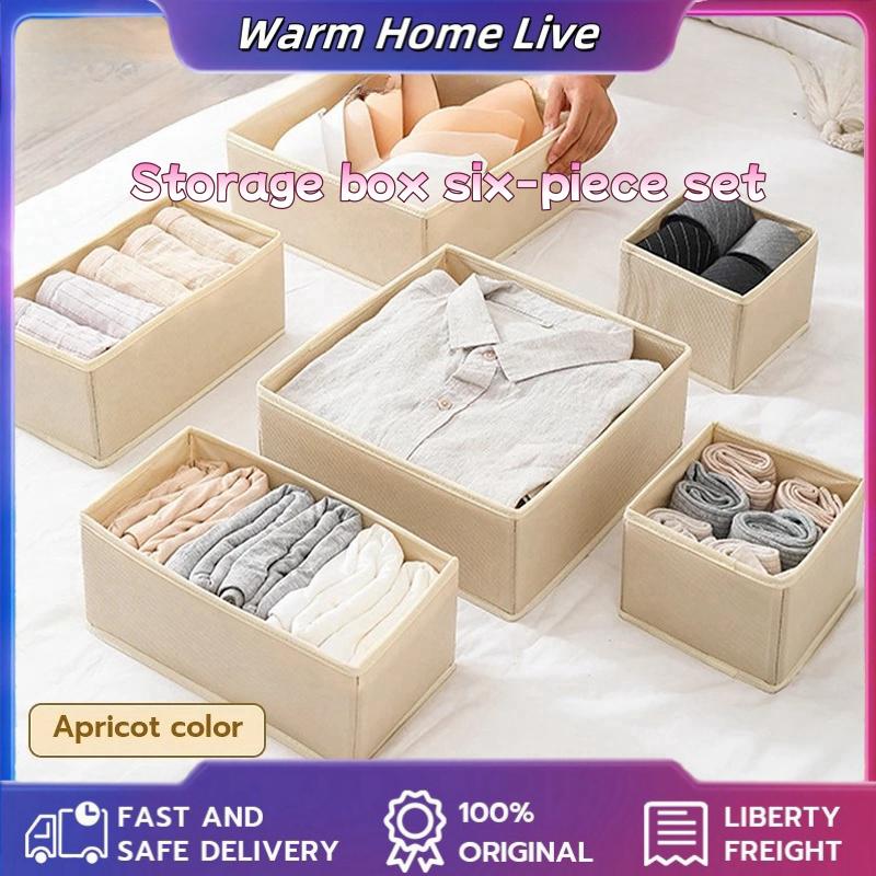 6PCS Clothes Organizer Storage Box Drawer Storage Box Collapsible ...