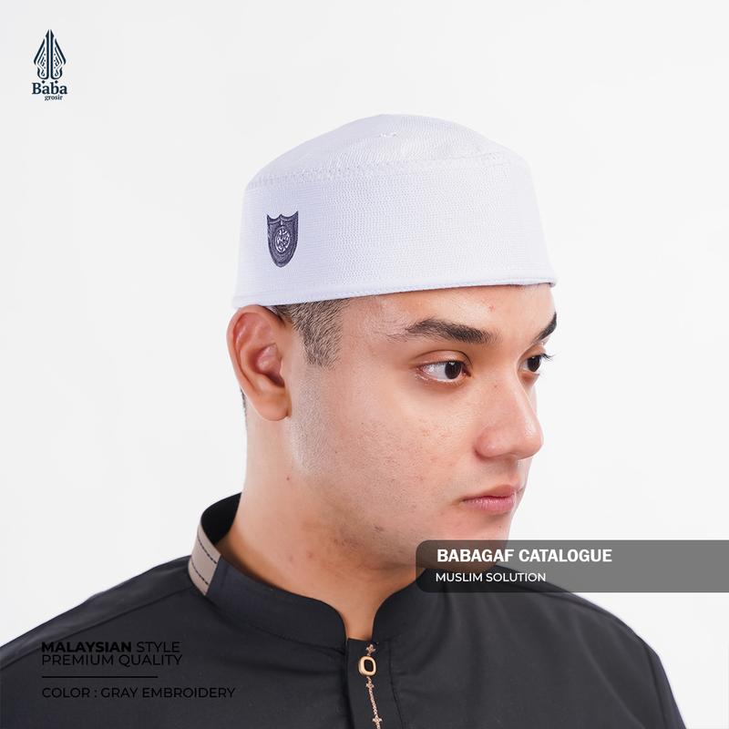 Peci Malaysia Polos Logo Abu-abu Putih Kopiah Muslim - Shop | Tokopedia