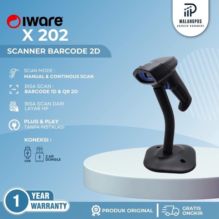 Promo Iware X202 Barcode Scanner 1D 2D USB Dongle Komputer Scan Barcode ...