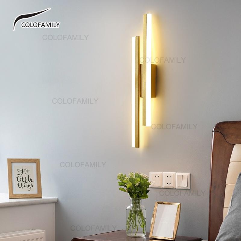 Lampu LED dinding dalaman, lampu emas minimalis 3 warna, lampu hiasan ...