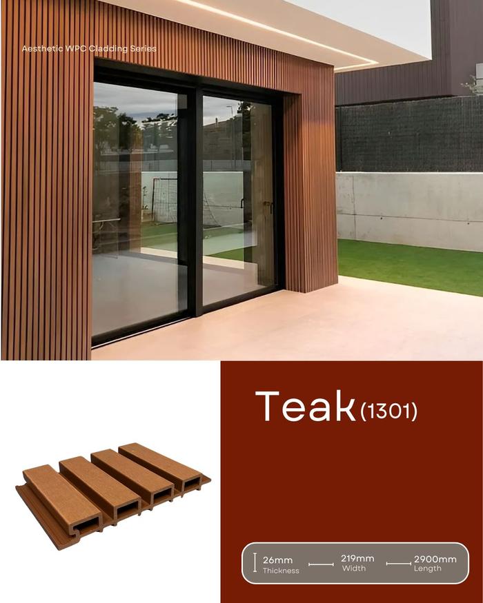 Jual WPC Cladding Outdoor Hiasan Dinding Teak 1301 Warna Teak 26mm x ...