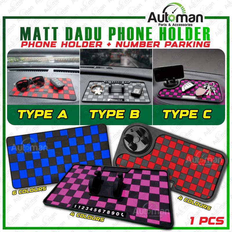 Car Dashboard Mat Dadu With Phone Holder + Parking Phone Number ...