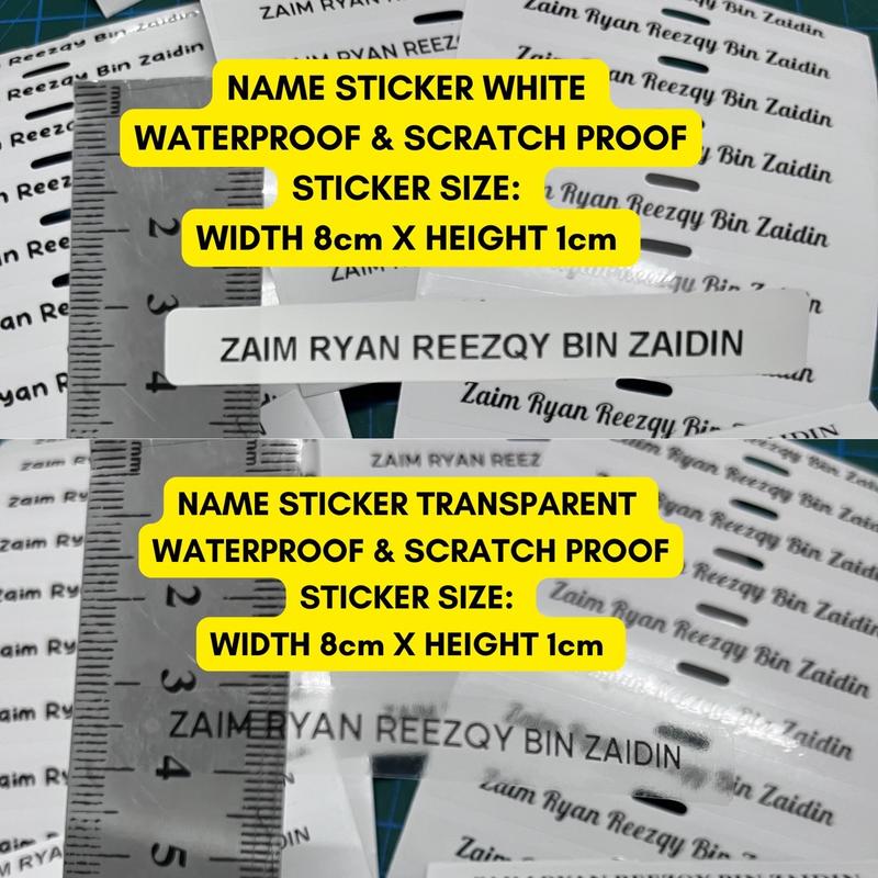 15-100pcs Name Sticker White & Transparent (Waterproof & Scratch ...