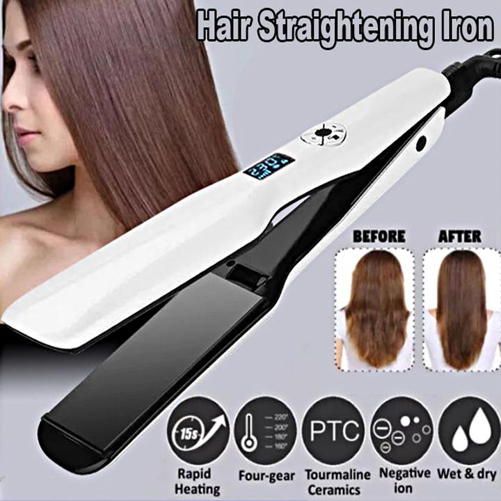 Wide Plate Hair Straightener LCD Displayed Ceramic Flat Iron - TikTok ...