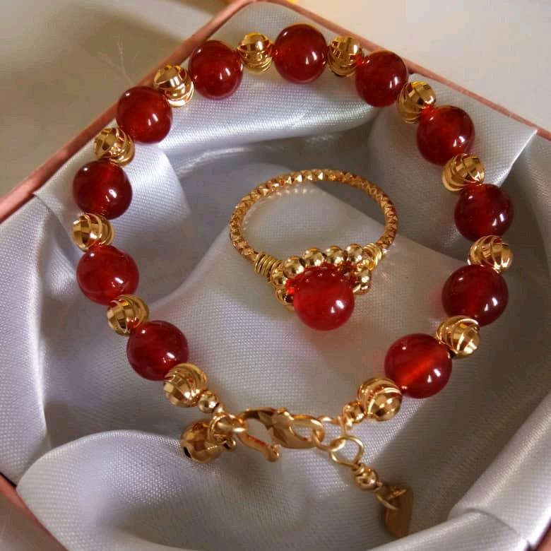 Gelang tangan batu jed asli ikat suasa set cincin - TikTok Shop Malaysia