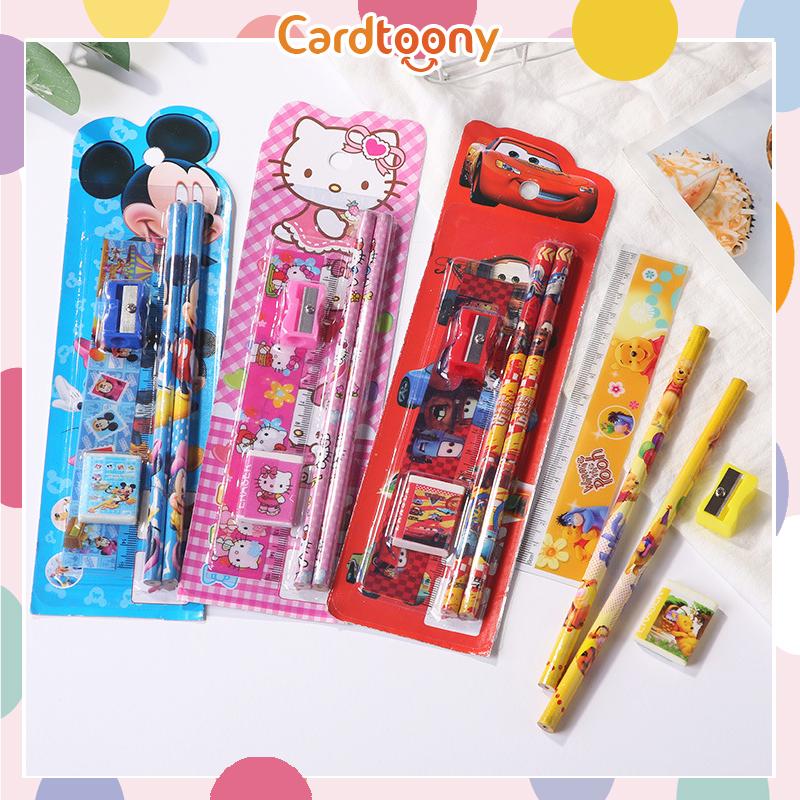Paket Alat Tulis Stationery Set Kartun Pensil Penghapus Penggaris ...