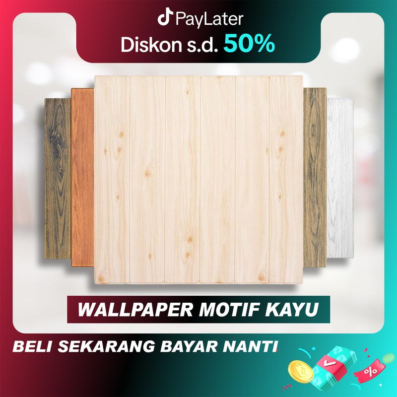 Wallpaper Dinding Foam Motif Kayu 3D serat kayu Stiker 70x70cm - Shop ...