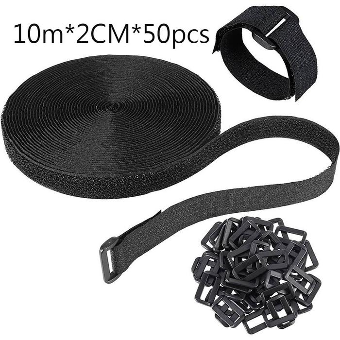 Promo 10m*2CM*50pcs Hook&Loop Cable Tie / Pengikat Kabel Ties Hook&Loop ...