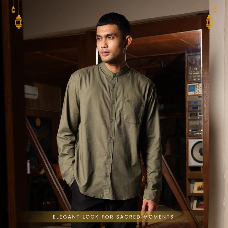 Emba Classic - Rona Kemeja Koko Pria Kerah Shanghai Lengan Panjang - Shop | Tokopedia