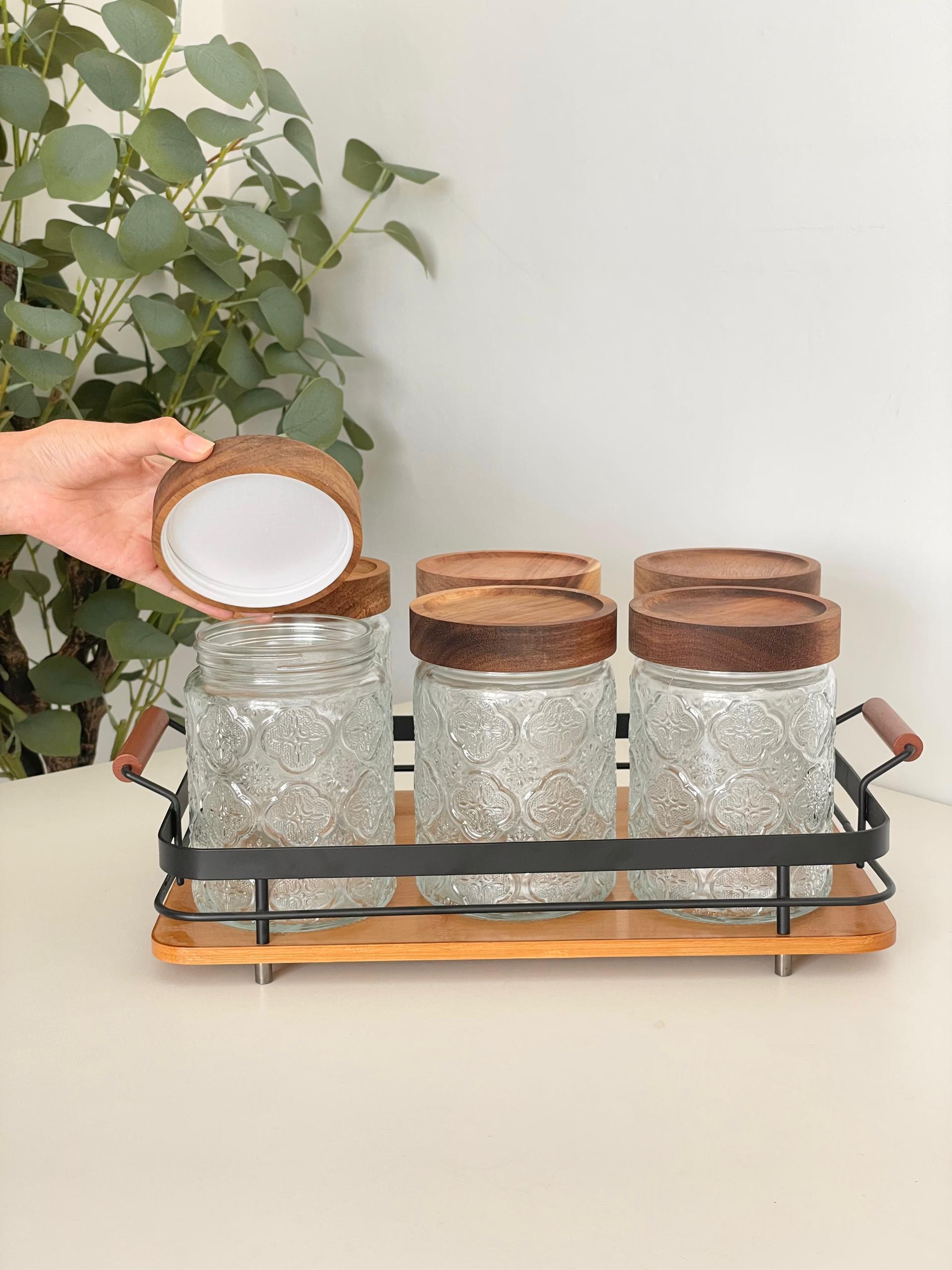 Besthomez – Set Balang Raya Yara Wooden Screw Lid Jar + Nordic Tray ...
