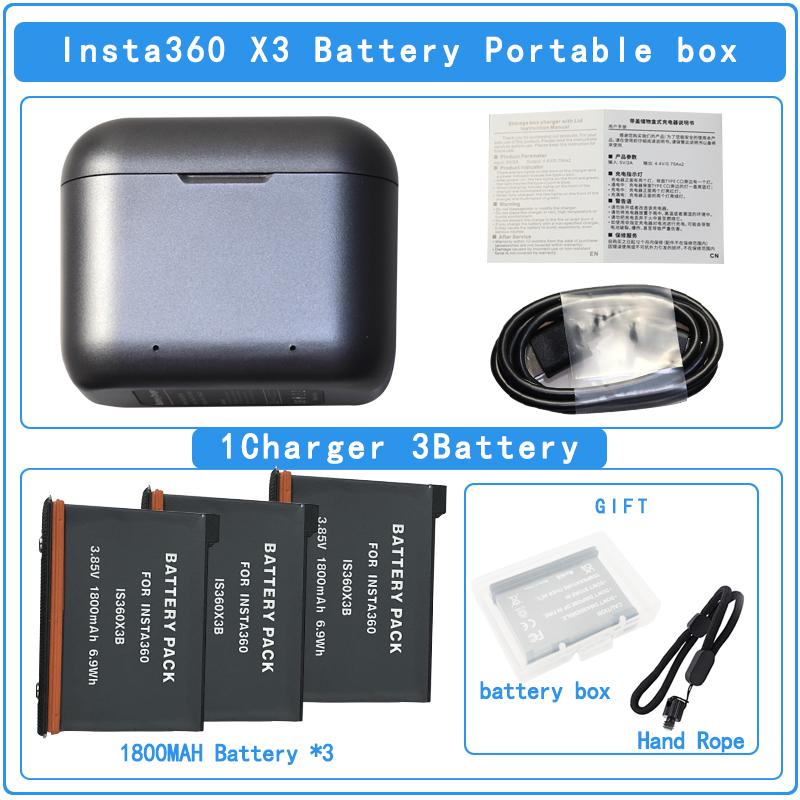 For Insta 360 X3 Battery Type-C Battery Charging Box for Insta - TikTok ...