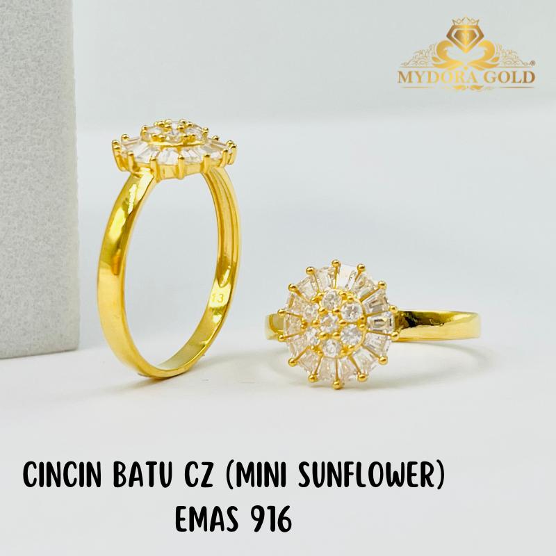 MYDORA Cincin Batu CZ Mini Sunflower EMAS 916/22K - TikTok Shop Malaysia