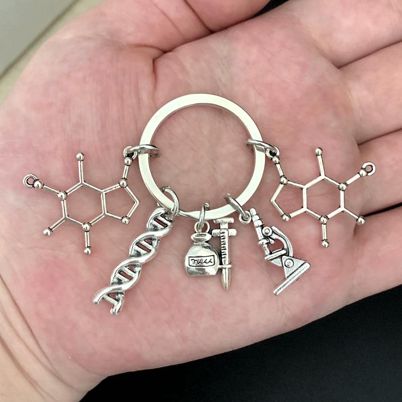 1Pcs Chemical Molecular DNA Microscope Keychain Microscope Experiment Equipment Keyring For ...