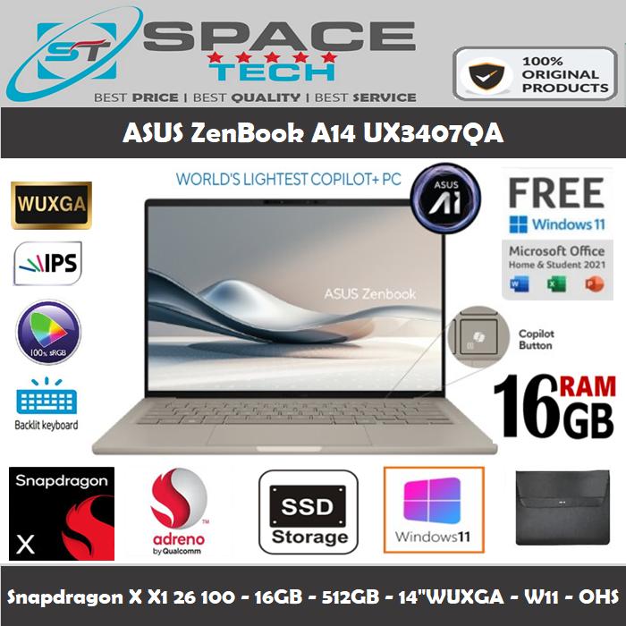 Promo ASUS ZenBook A14 UX3407QA SNAPDRAGON X X1 26 100 16GB 512GB SSD ...