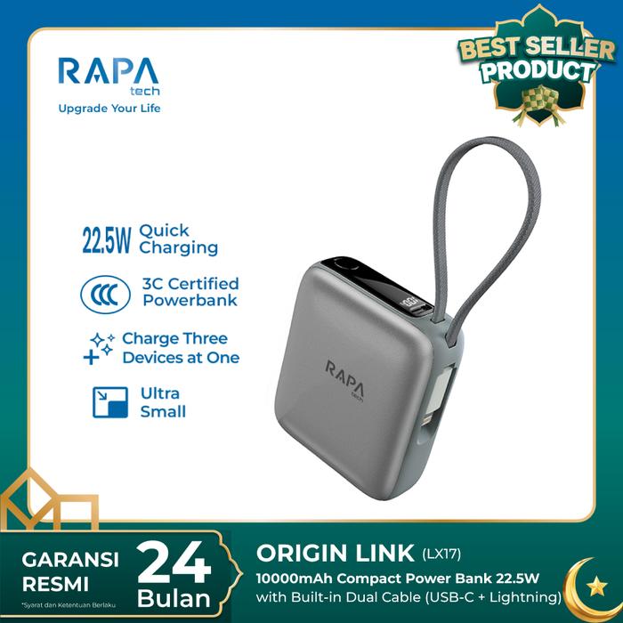 Promo RAPAtech Powerbank Origin Link 10.000 mAh Fast Charging PD22,5W ...